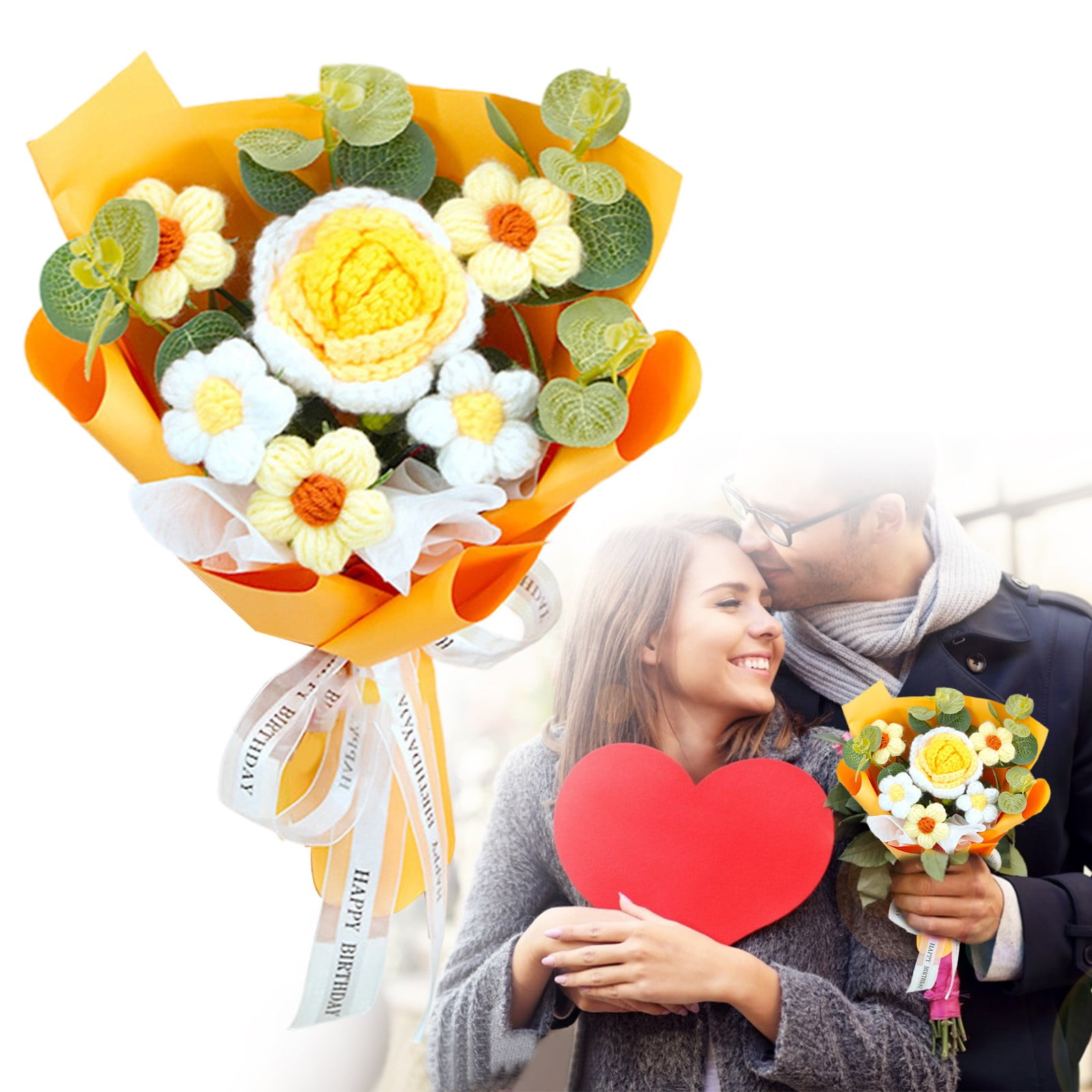 Decoration & Clearance Crochet Flower Bouquet Knitted Flower Finished ...