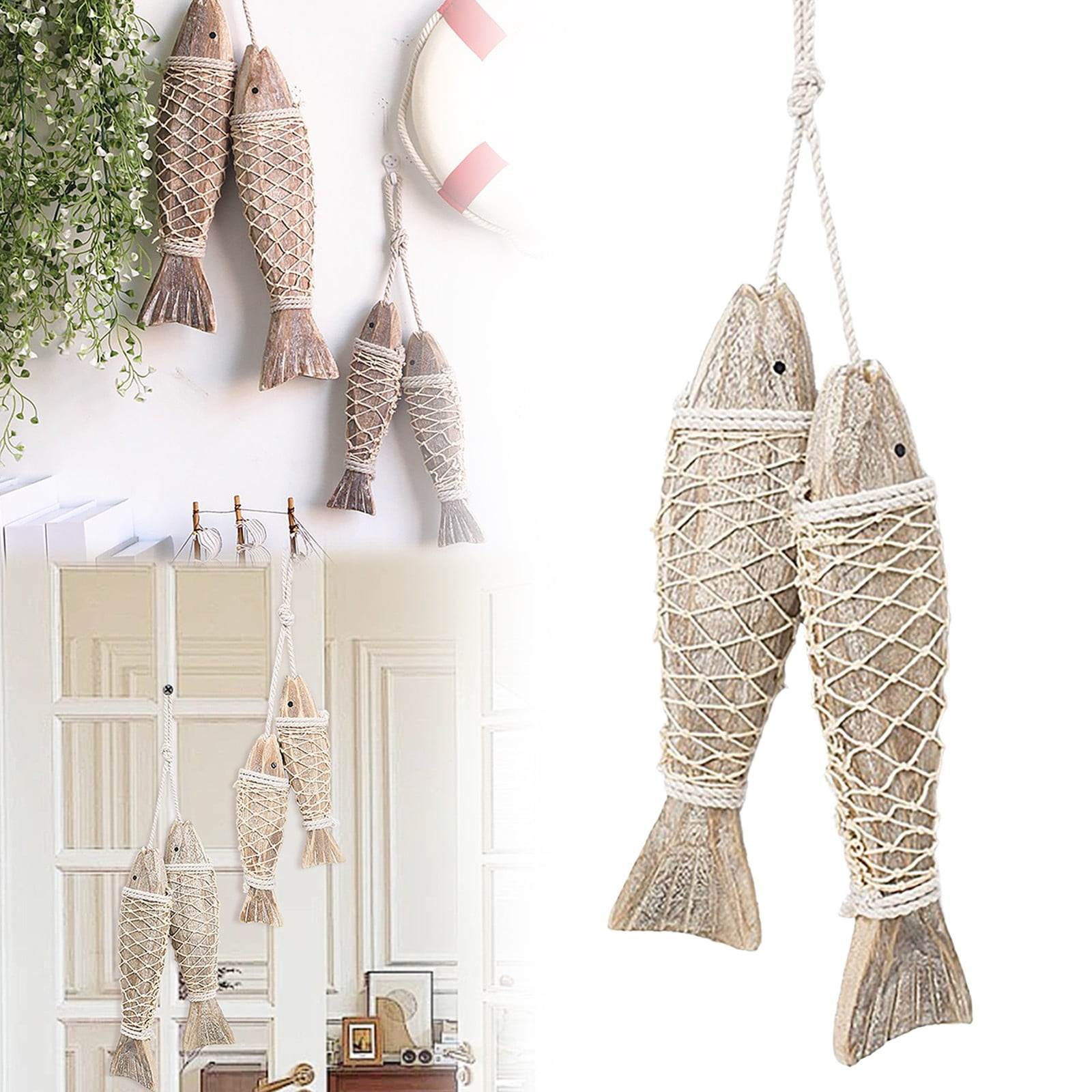 Decoration & Clearance Wooden Fish Decor Hanging Wood Fish Decorations ...