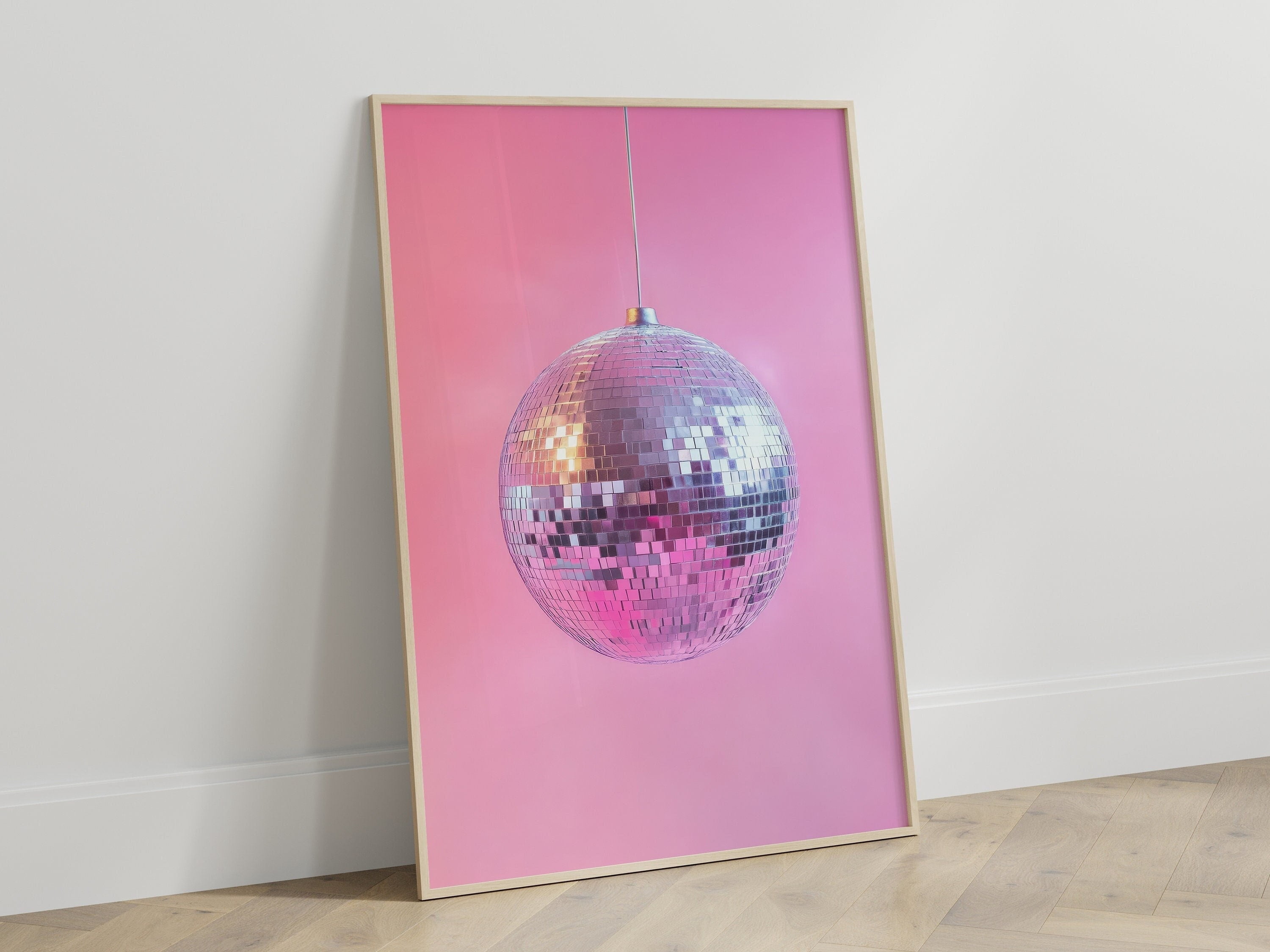 Decoration For The Living Room Glamour Style Disco Ball Poster Pink ...