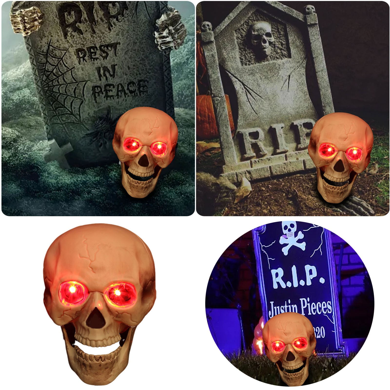 Decoration Glowing Skeleton Garden Decoration Sculpture Red Glowing ...