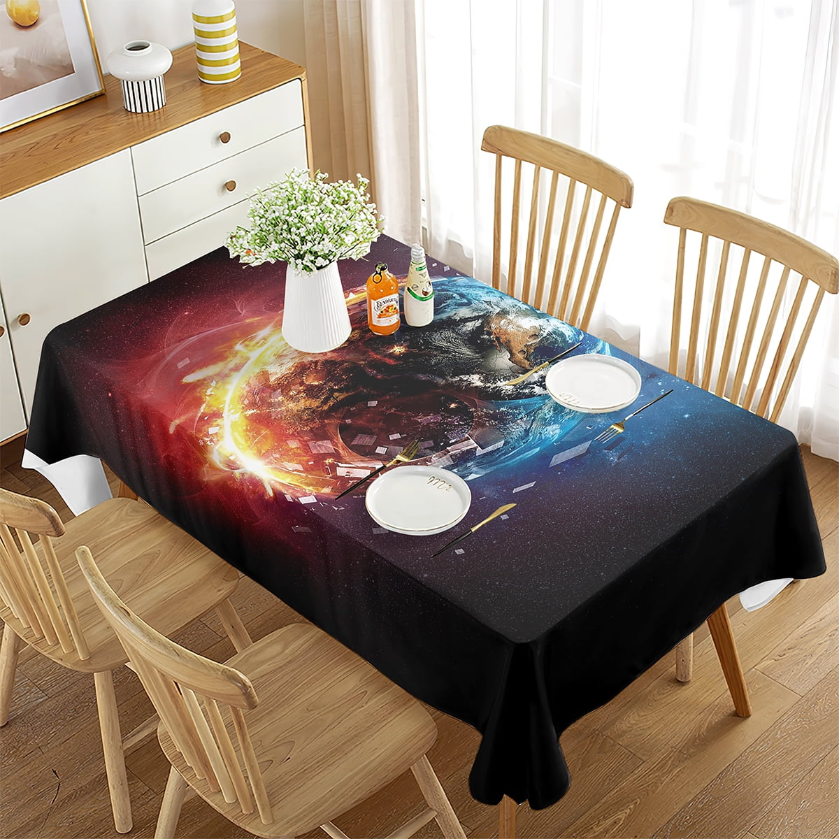 Decoration Party Table Coffee Room Dining Room Living for Cover Table Rectangle Planet Blue Huge ...