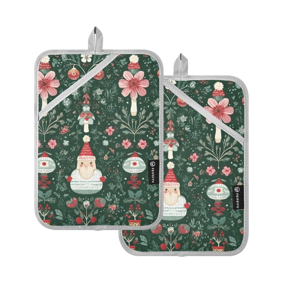 Decoration Pattern Pot Holder Set 2 Piece Non-Slip Oven Hot Pads Heat ...