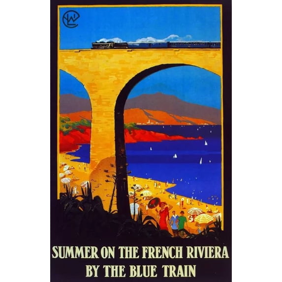 .Decoration Poster.Home Room wall.Art print design.Blue Train French ...