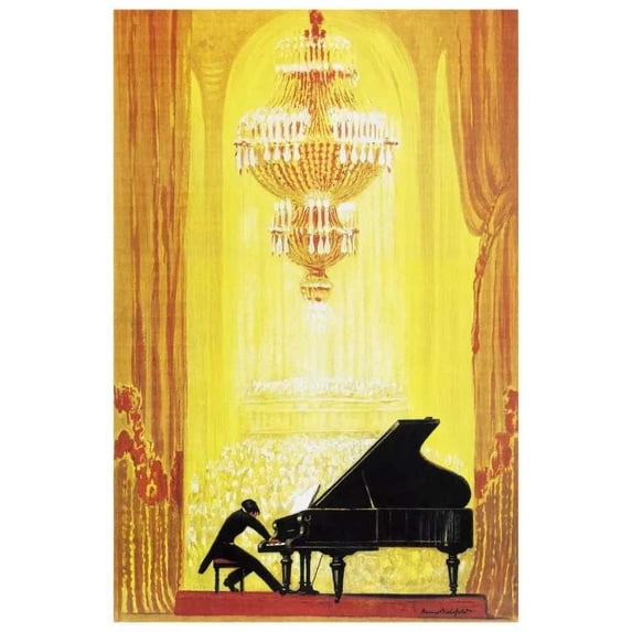 .Decoration Poster.Home Room wall art design.Playing piano with ...