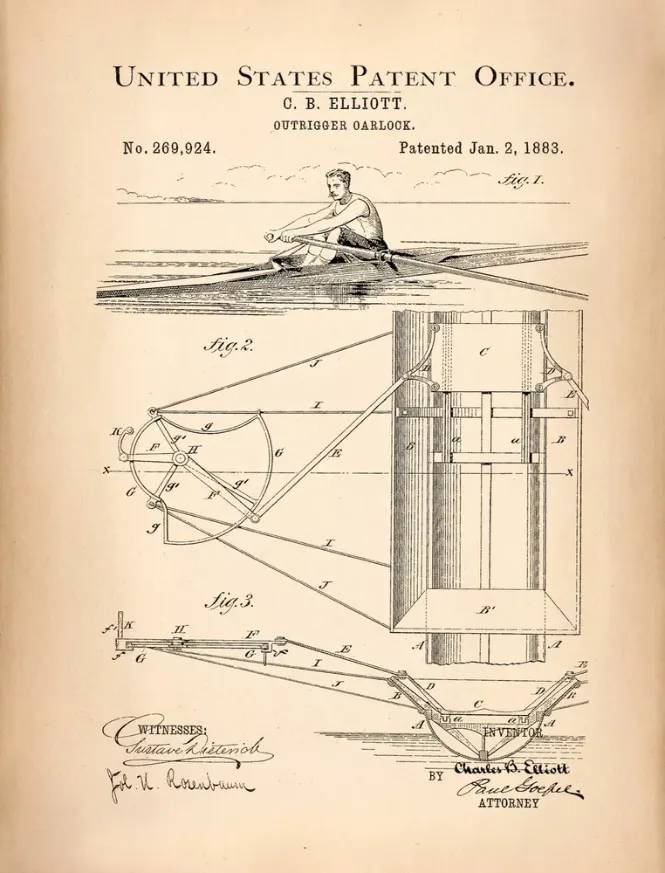 .Decoration Poster.Home Room wall design.Patent invention.Oar lock ...
