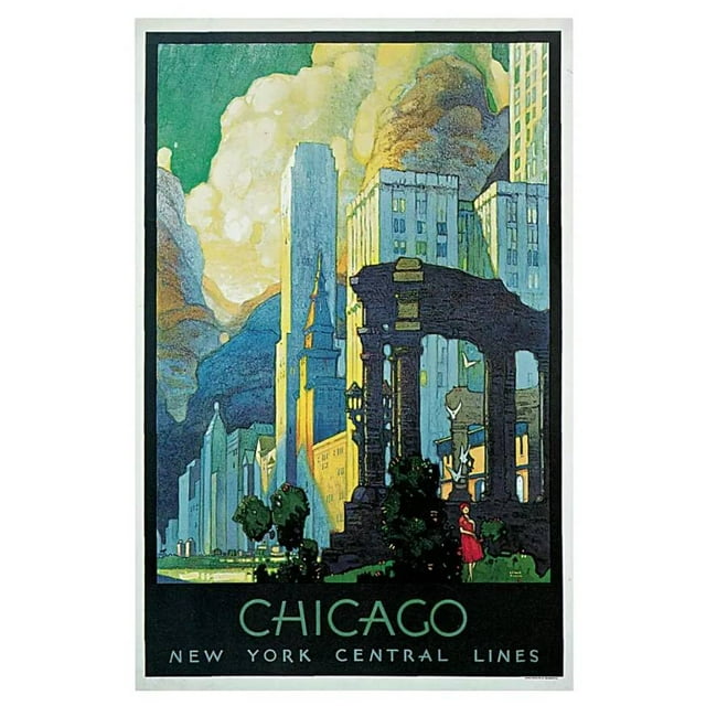 .Decoration Poster.Home Room wall interior art design.Chicago.City ...