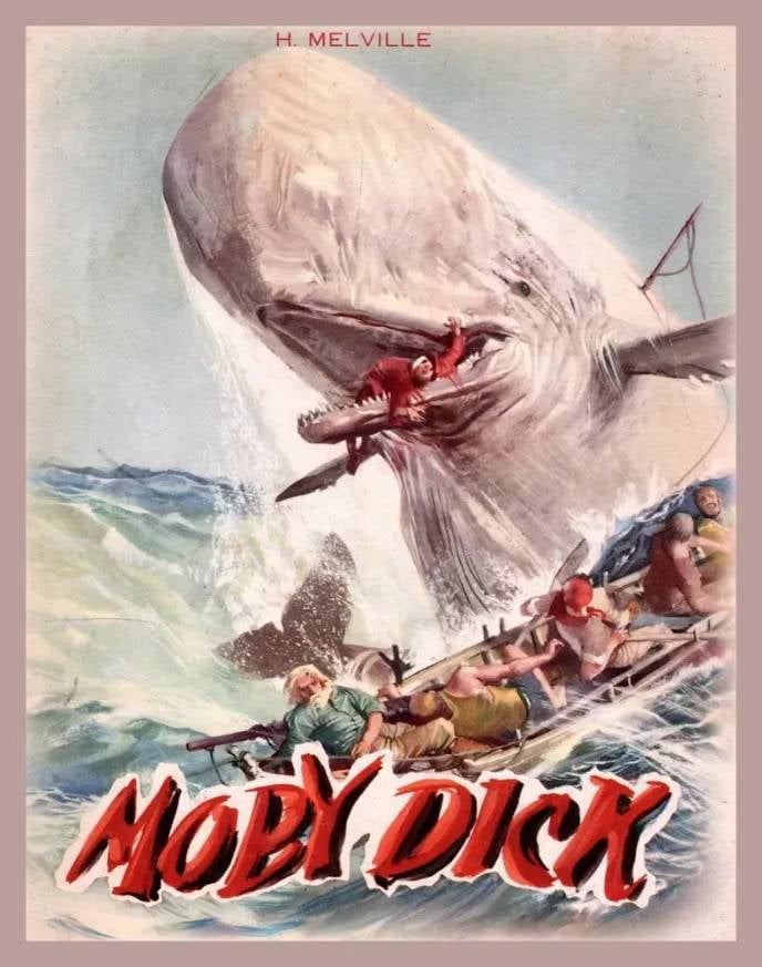 Decoration Poster.Home room art.Interior design.Moby Dick Whale.Sailors ...