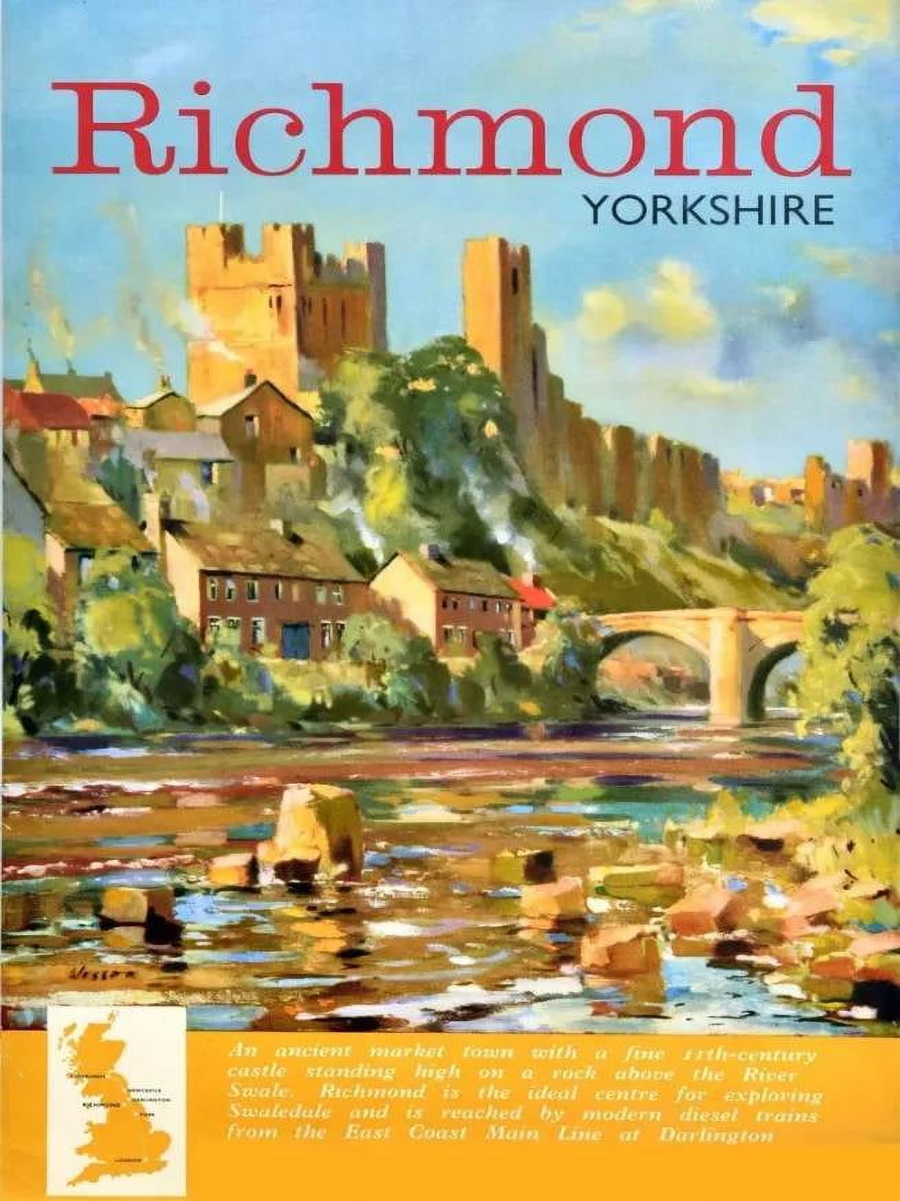.Decoration Poster.Room interior.Wall art.Richmond Yorkshire travel ad ...