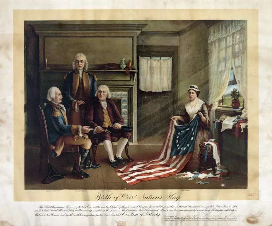 .Decoration Poster.Room interior.Wall design art.Betsy Ross American ...