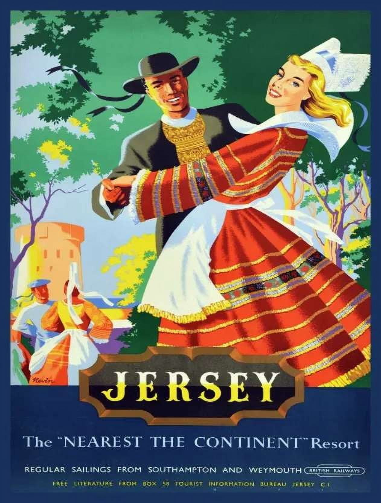 .Decoration Poster print.Room interior.Wall art.Jersey travel souvenir ...