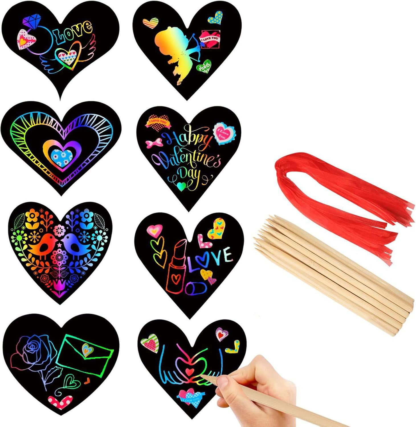 Decoration Scratch Art Paper Crafts Kit Bulk Pack of Scratch Hearts ...