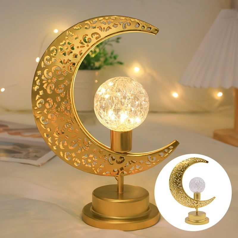 Decoration Star and Moon LED Table Lamp，Art Deco Eid Home Night Light ...