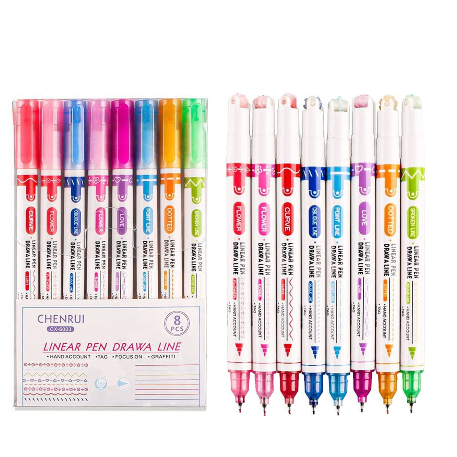Decoration Supplies 8 Pcs Kids Dual Tip Curve Marker Flower Outline Pen ...