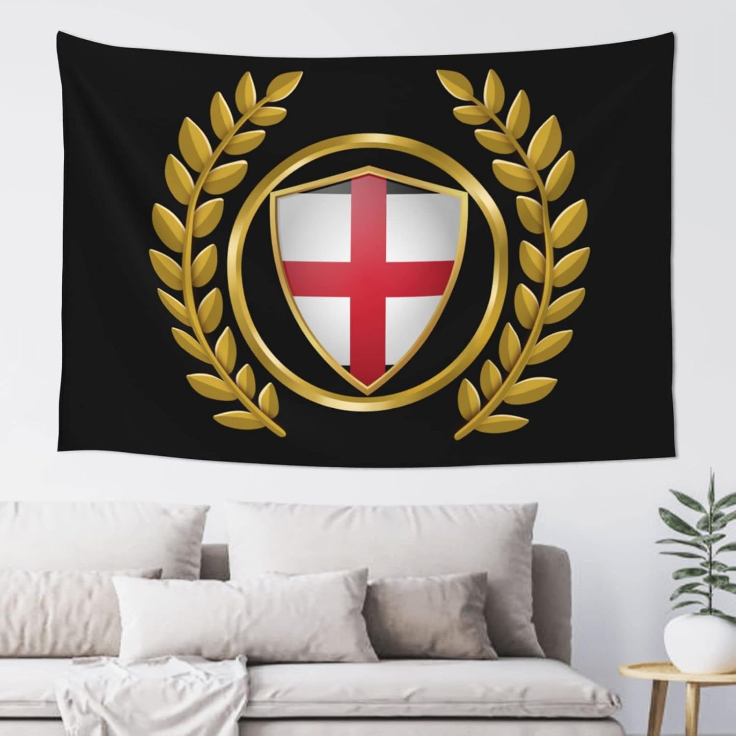 Decoration Tapestry，England Flag With Gold Shield Tapestry 60x40in,Soft ...