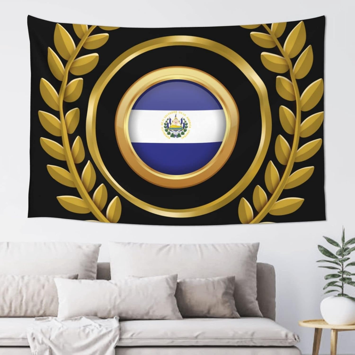 Decoration Tapestry，Golden Disc El Salvador Flag Tapestry 60x40in,Soft ...