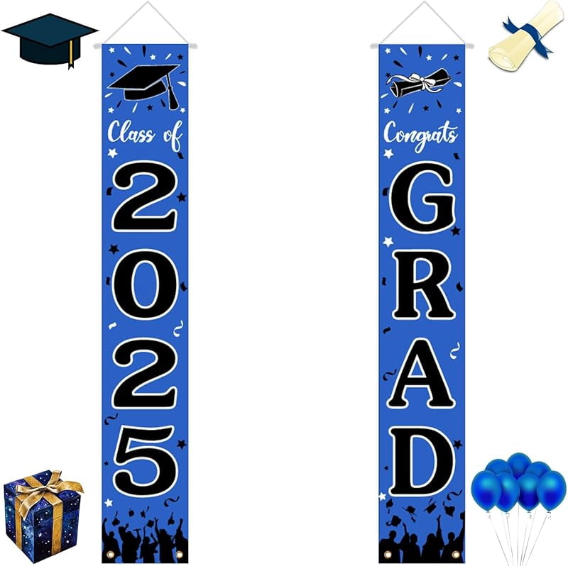 Decoration of graduation banners for the class of 2025, signage banners ...