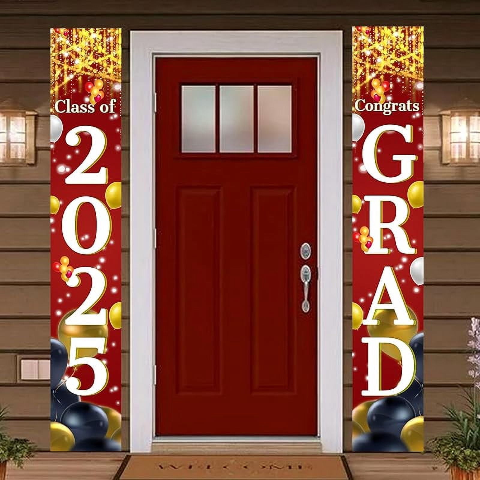Decoration of graduation banners for the class of 2025, signage banners ...