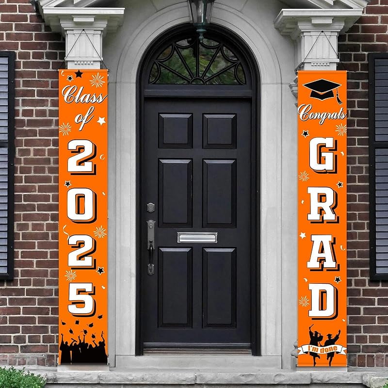 Decoration of graduation banners for the class of 2025, signage banners ...