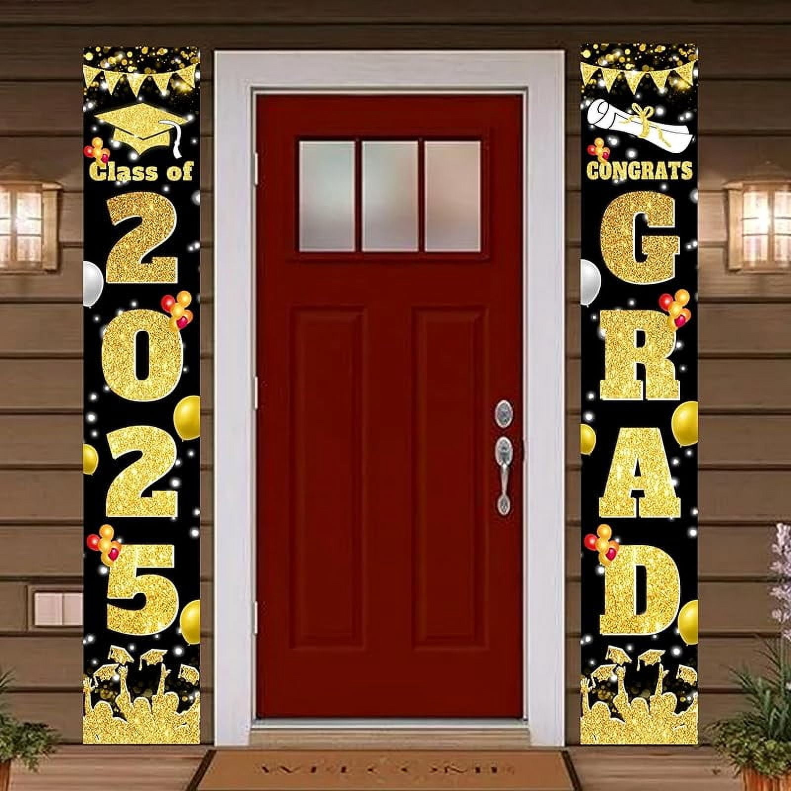 Decoration of graduation banners for the class of 2025, signage banners ...