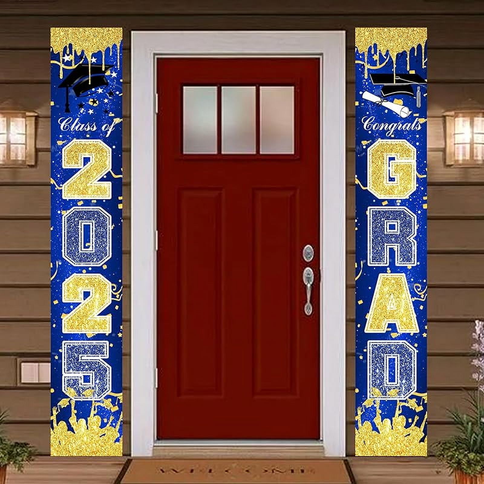 Decoration of graduation banners for the class of 2025, signage banners ...