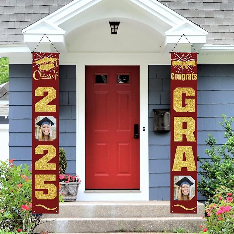 Decoration of graduation banners for the class of 2025, signage banners ...