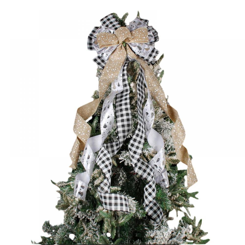 Decorations Christmas Tree Topper 43x12Inches Christmas Tree Bow Topper ...