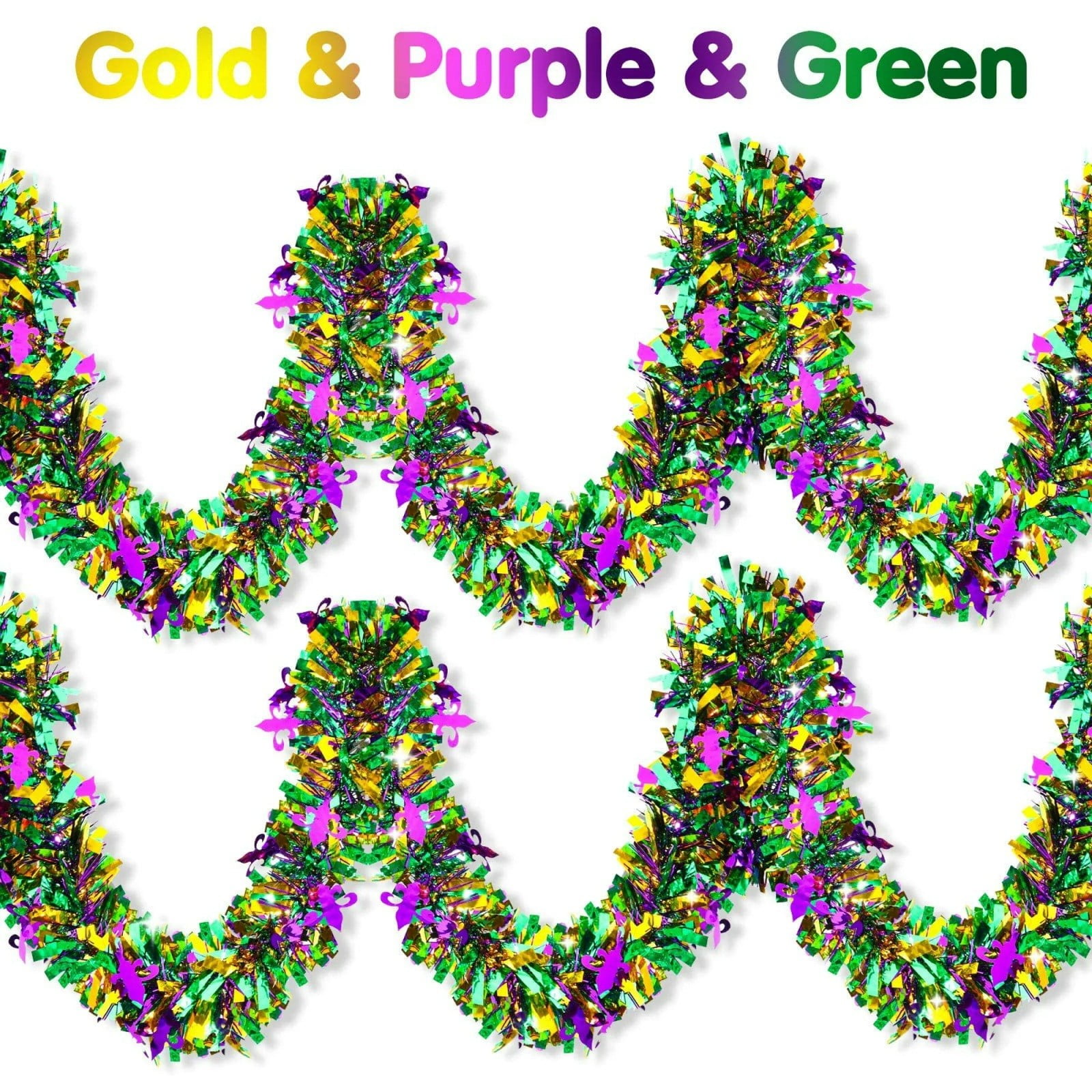 Decorations Garland 2m Hanging Party Accessory Streamers Green Gold ...