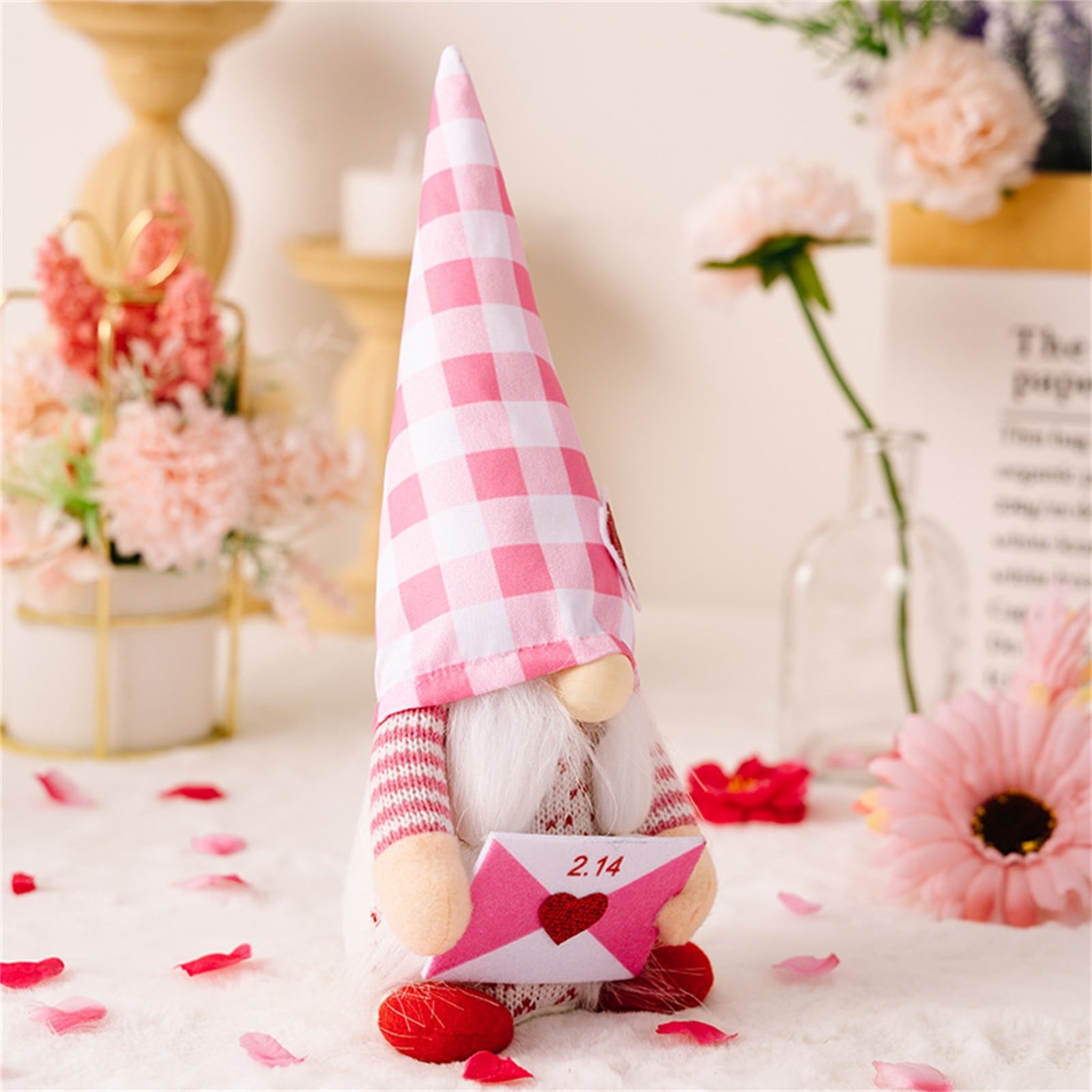 Decorations, Heart Decor, Valentine's Day Striped Hat Faceless Doll ...