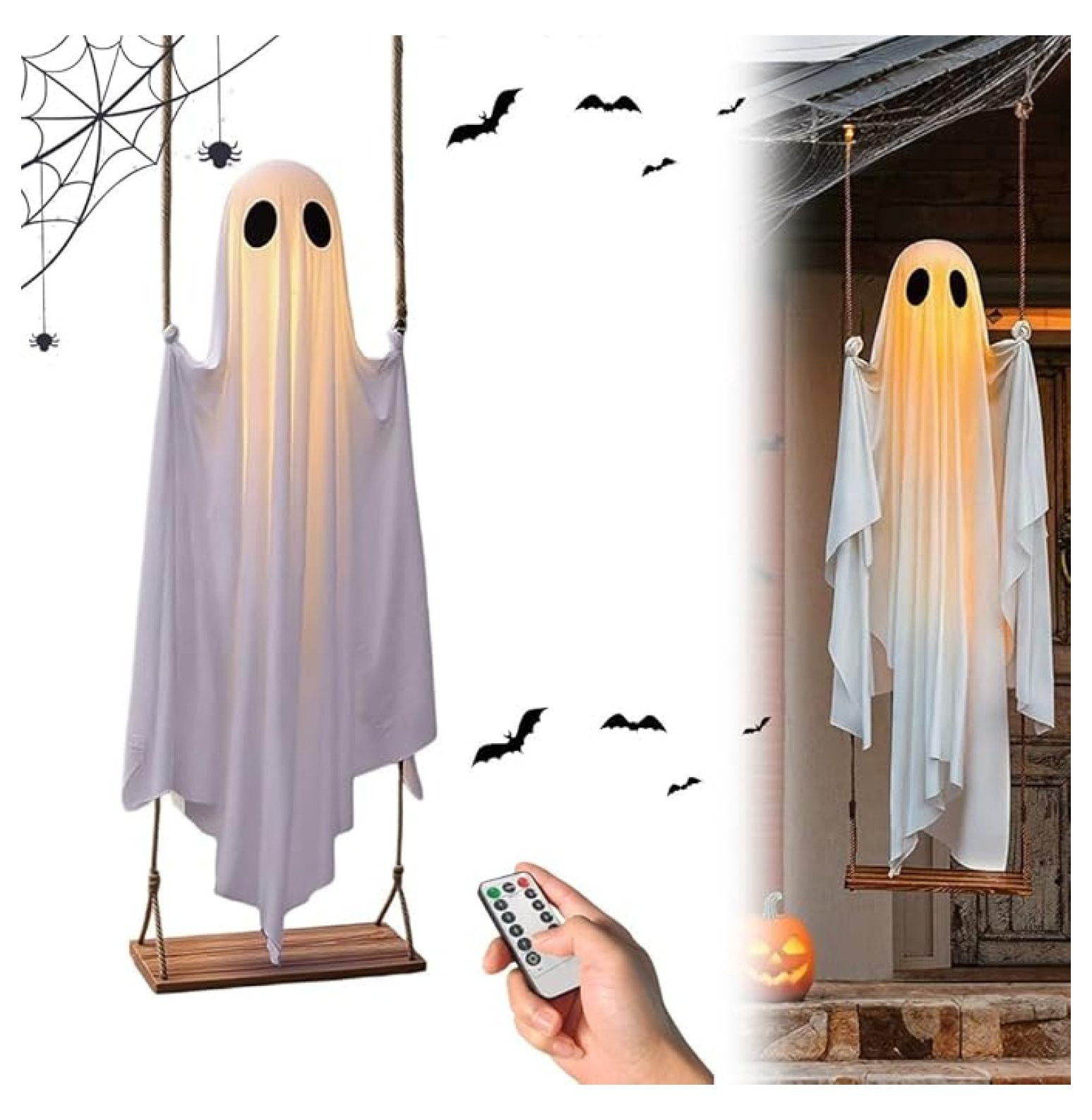 Decorations Outdoor, 2025 New 5 FT Large Hanging Ghost Decor with ...