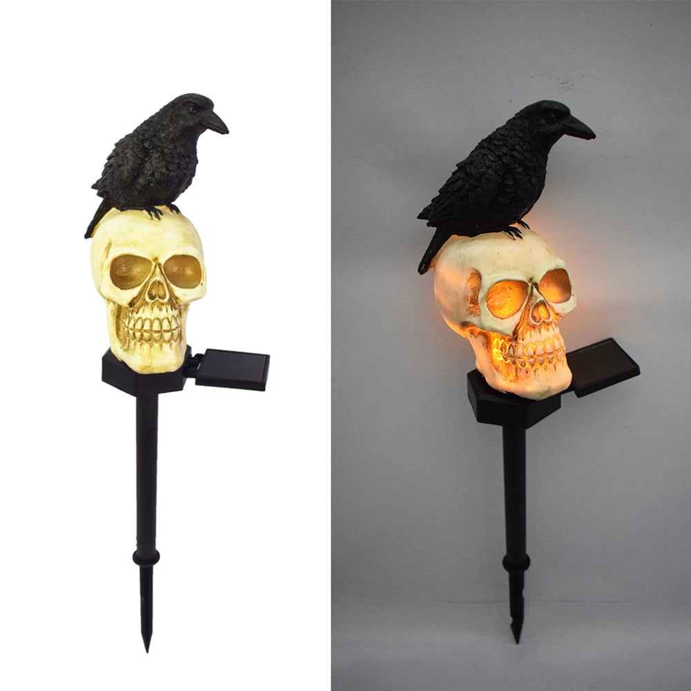 Decorations, Outdoor Solar Scary Skull Lights, Realistic Skeleton Crows ...