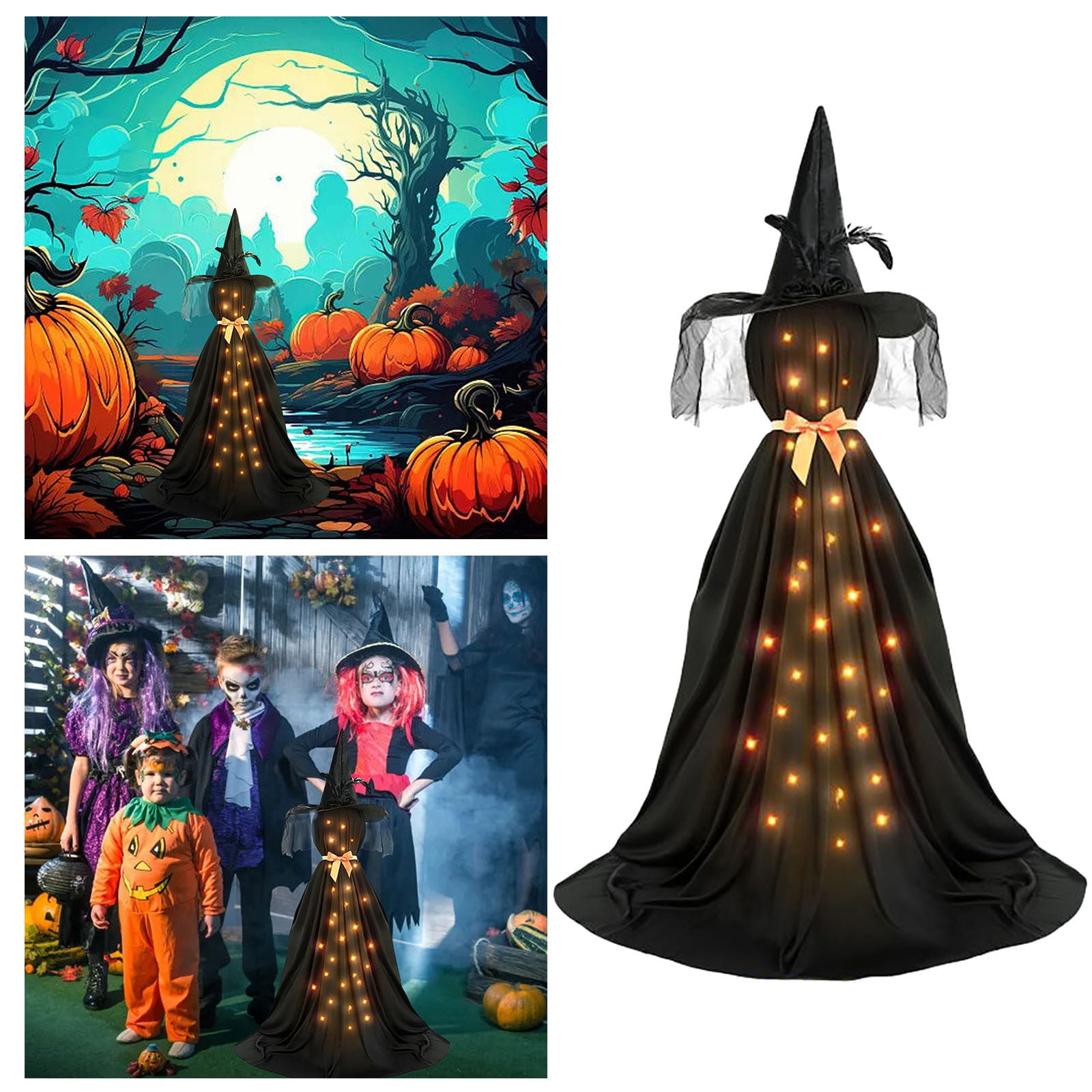 Decorations Outdoor, Spooky Lighted Witch Decor with Light Strings ...