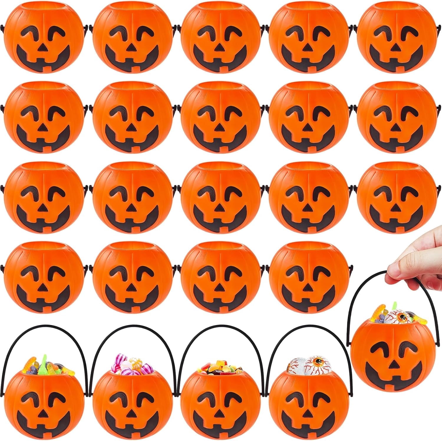Decorations Pumpkin Buckets,Pumpkin Candy Buckets with Handle Trick or ...