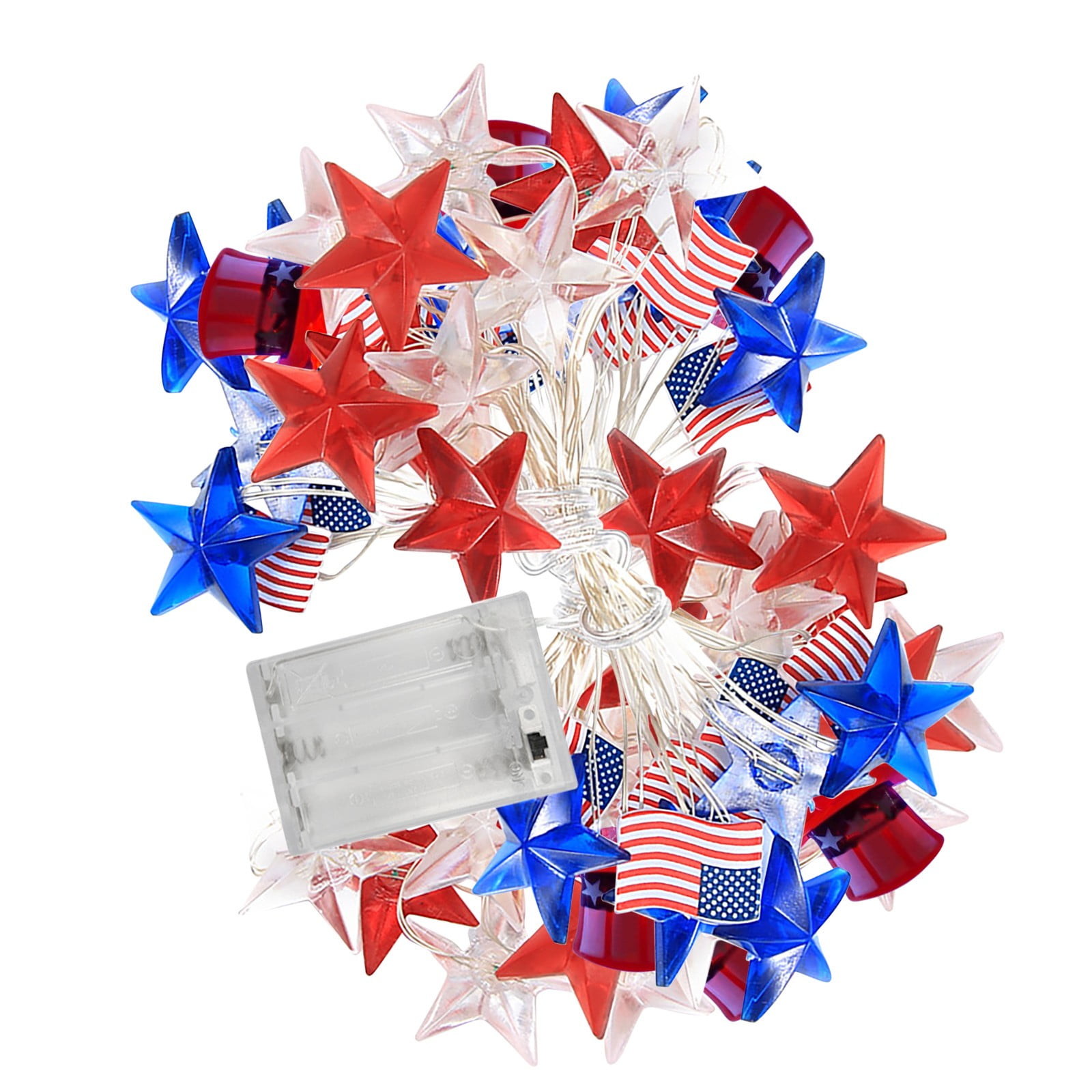 Decorations String Lights USA Star With USA Flag String Lights July 4th ...