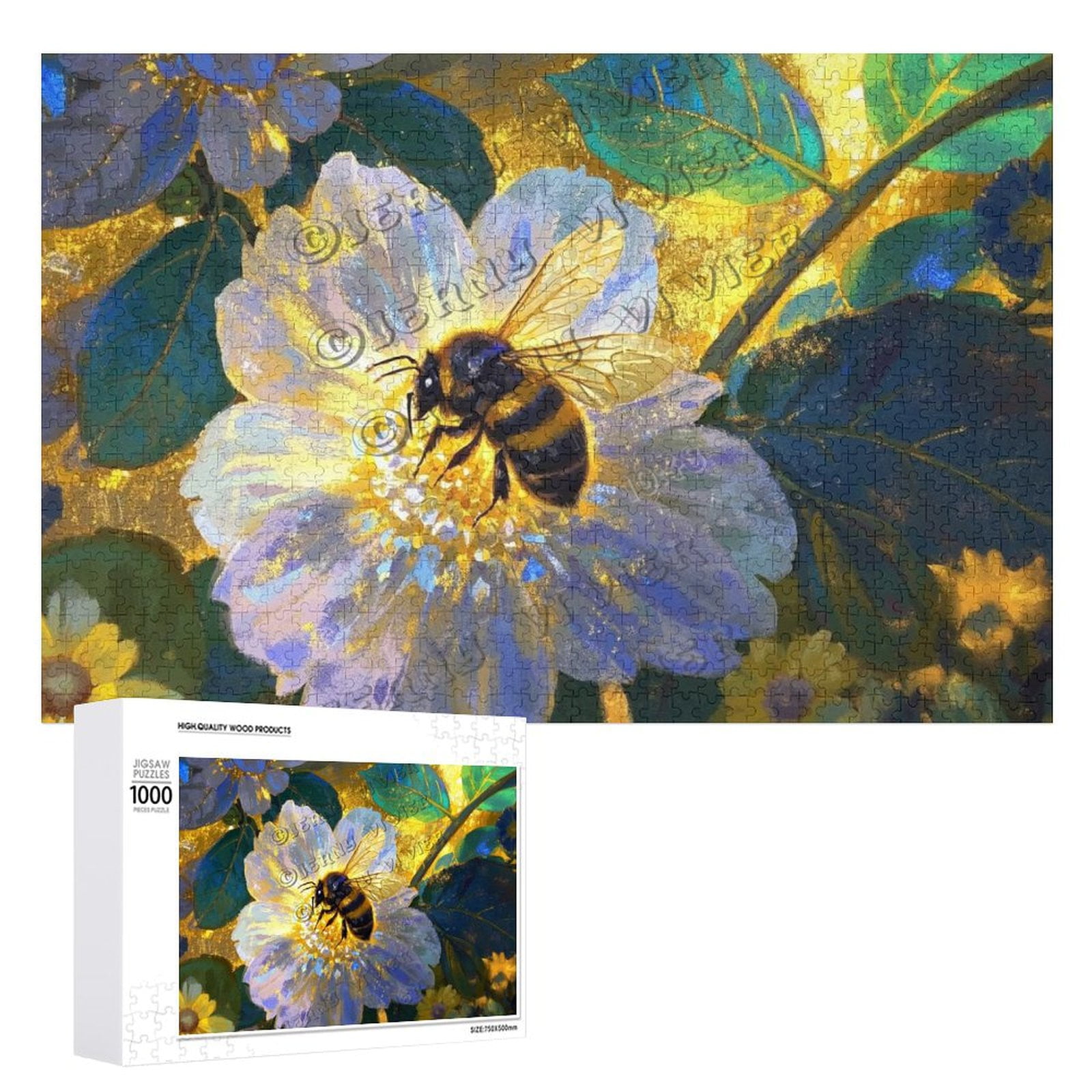 Decorative 1000 Piece Wooden Puzzle for Adults – Golden Abstract Bee ...