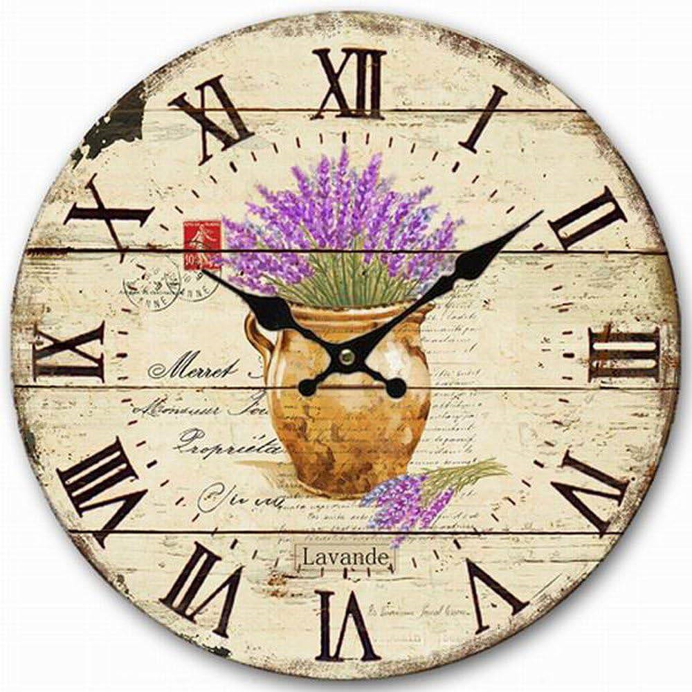 Decorative 14-inch Roman Numerals Wooden Wall Clock with French ...