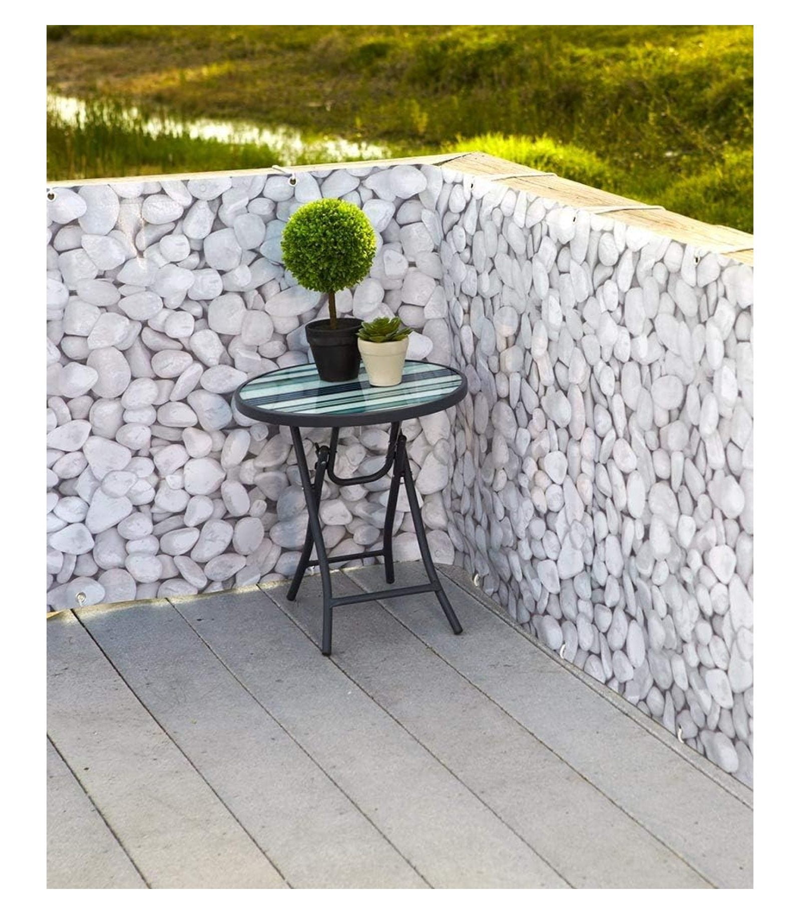 Decorative 15ft. Pebble Design Deck and Fence Privacy Screen Netting ...