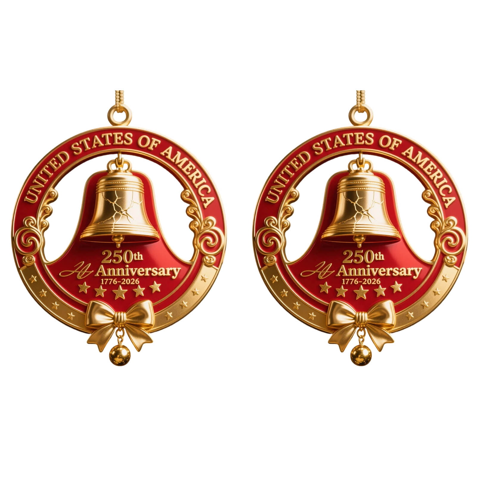 Decorative 250th Anniversary Patriotic Bells Ornament Christmas Tree ...