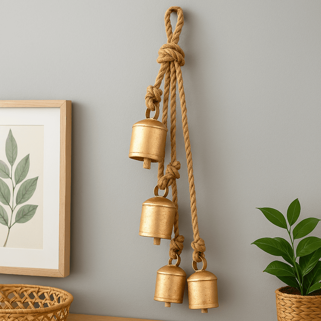 Decorative 4 Harmony Rustic Iron Cluster Bells Garden Relaxing Tranquil ...