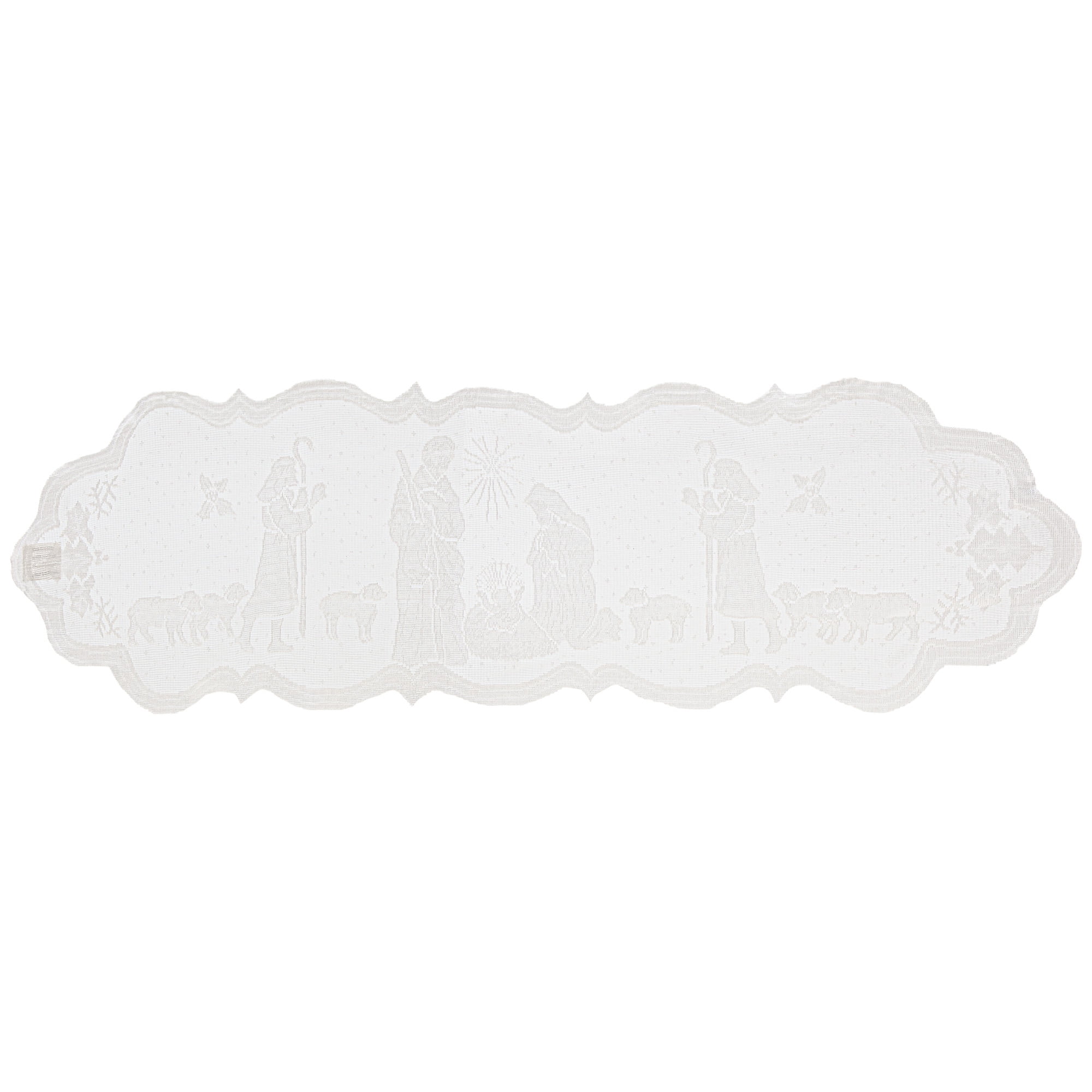 Decorative 46-Inch Nativity Scene Lace Table Runner in White - Walmart.com