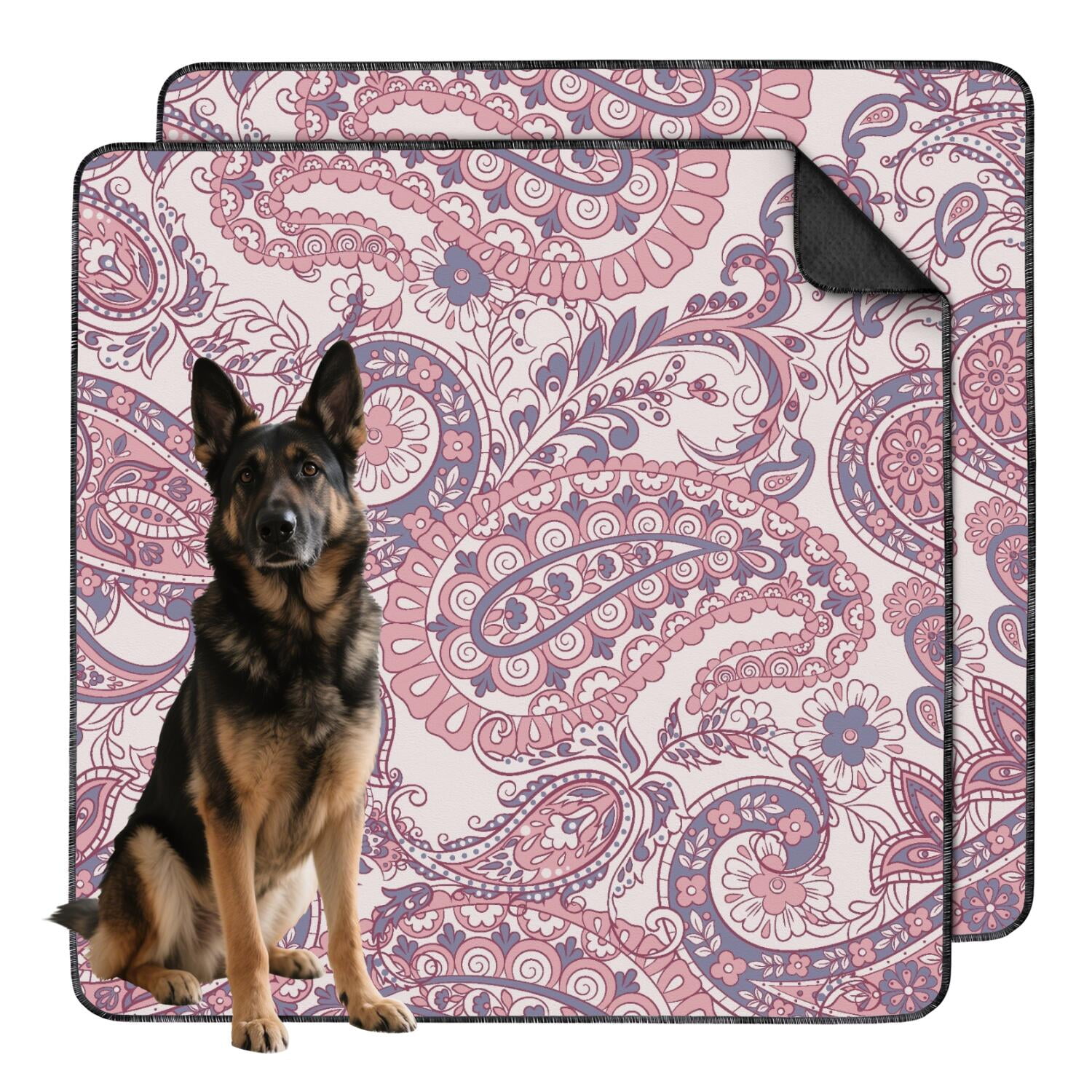 Decorative 48"x48" Paisley Dog Pee Pad, Non-Slip Washable Mat for Pet ...