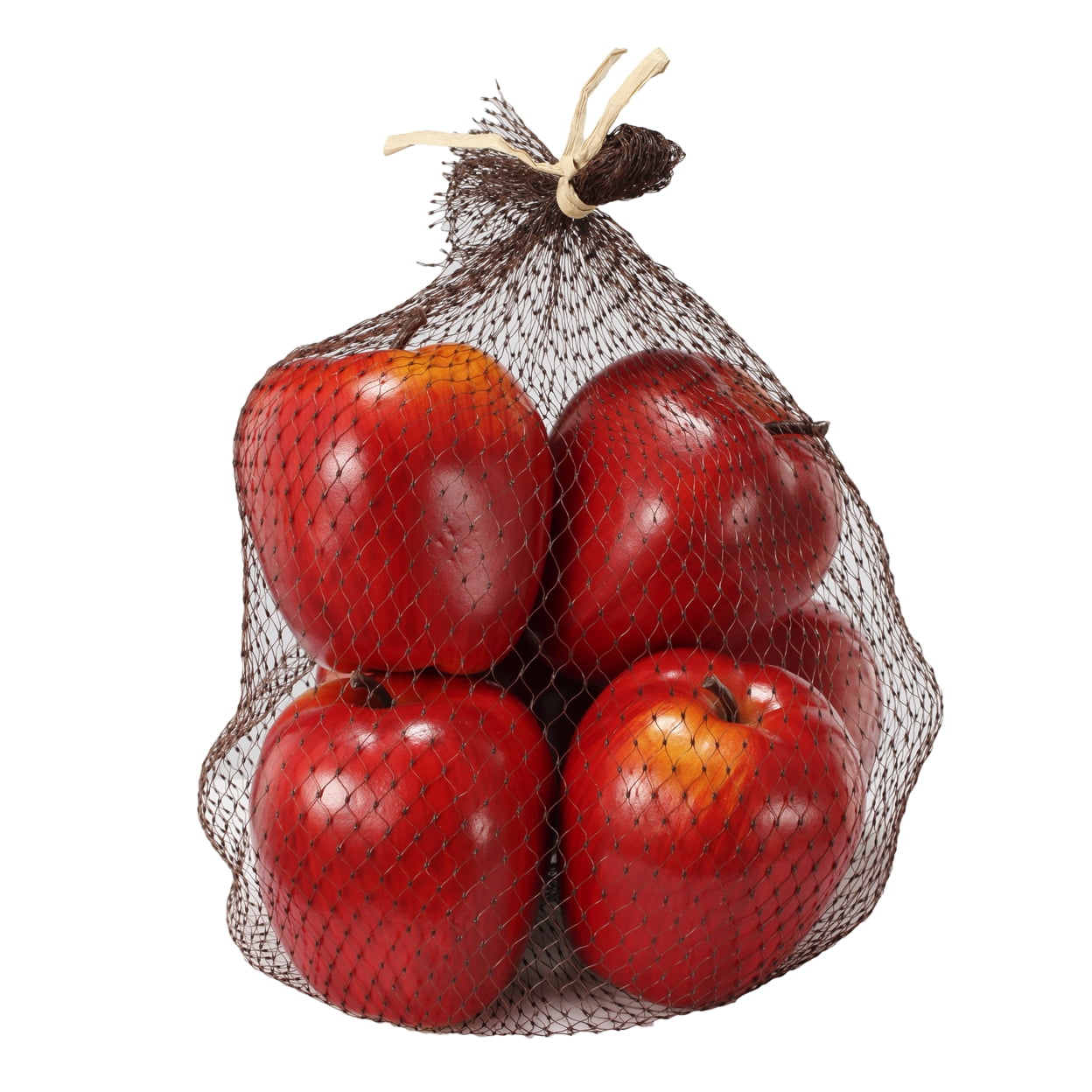 Decorative 6 Piece Artificial Apple in Plastic Net Bag, Red- Saltoro ...