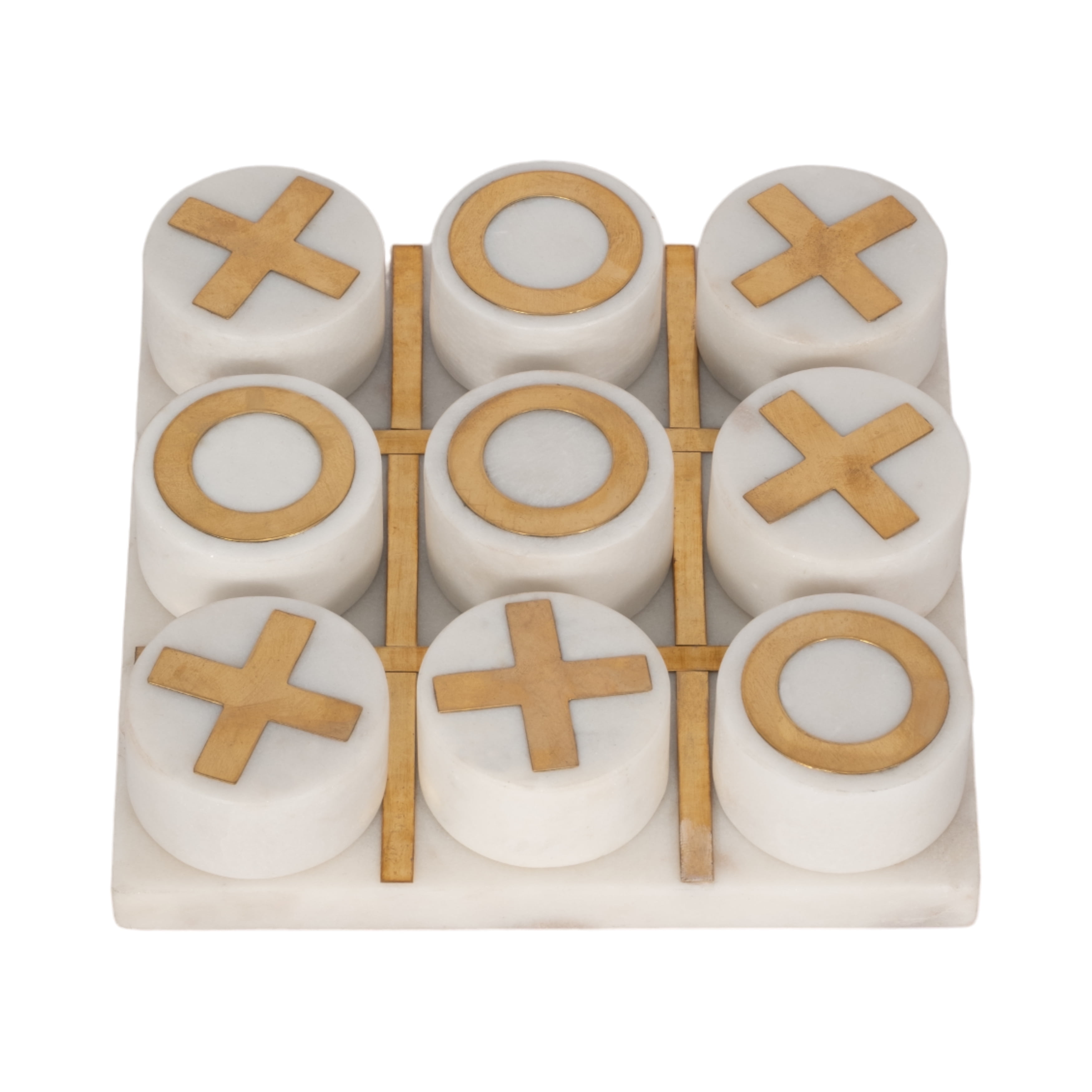 Decorative Tic Tac Toe Game Contemporary Stylish White, Black and Gold ...