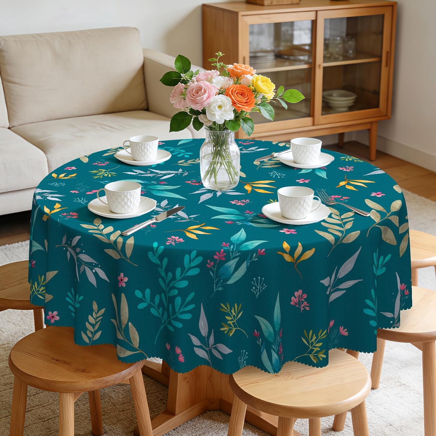 Decorative 70inch Round Tablecloth, Table Cover Waterproof Washable ...