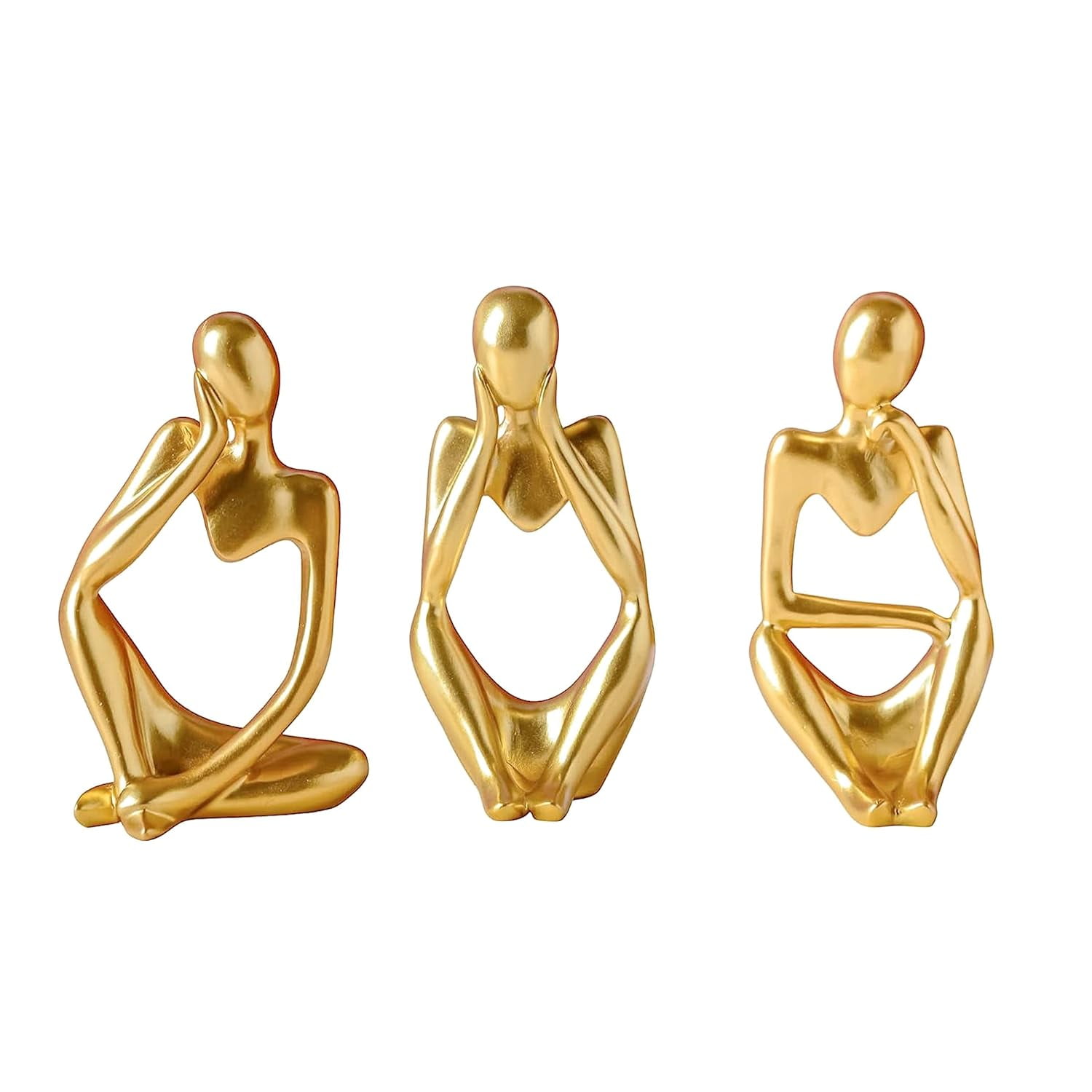 Decorative Abstract Thinker Men Statue Set Of 3 Modern Art Showpiece ...