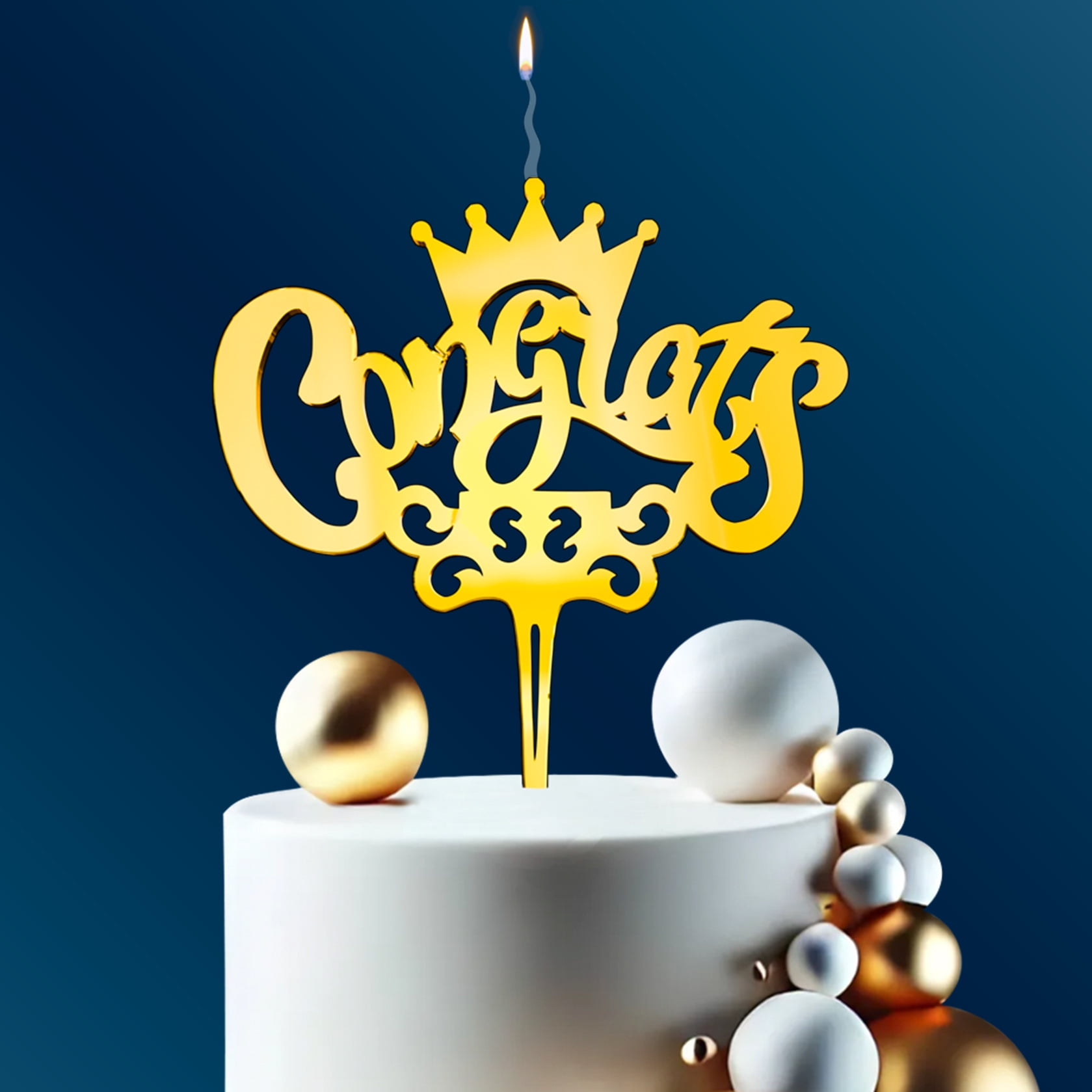 Decorative Acrylic Cake Topper Candle LETTER 'CONGRATS' - Walmart.com