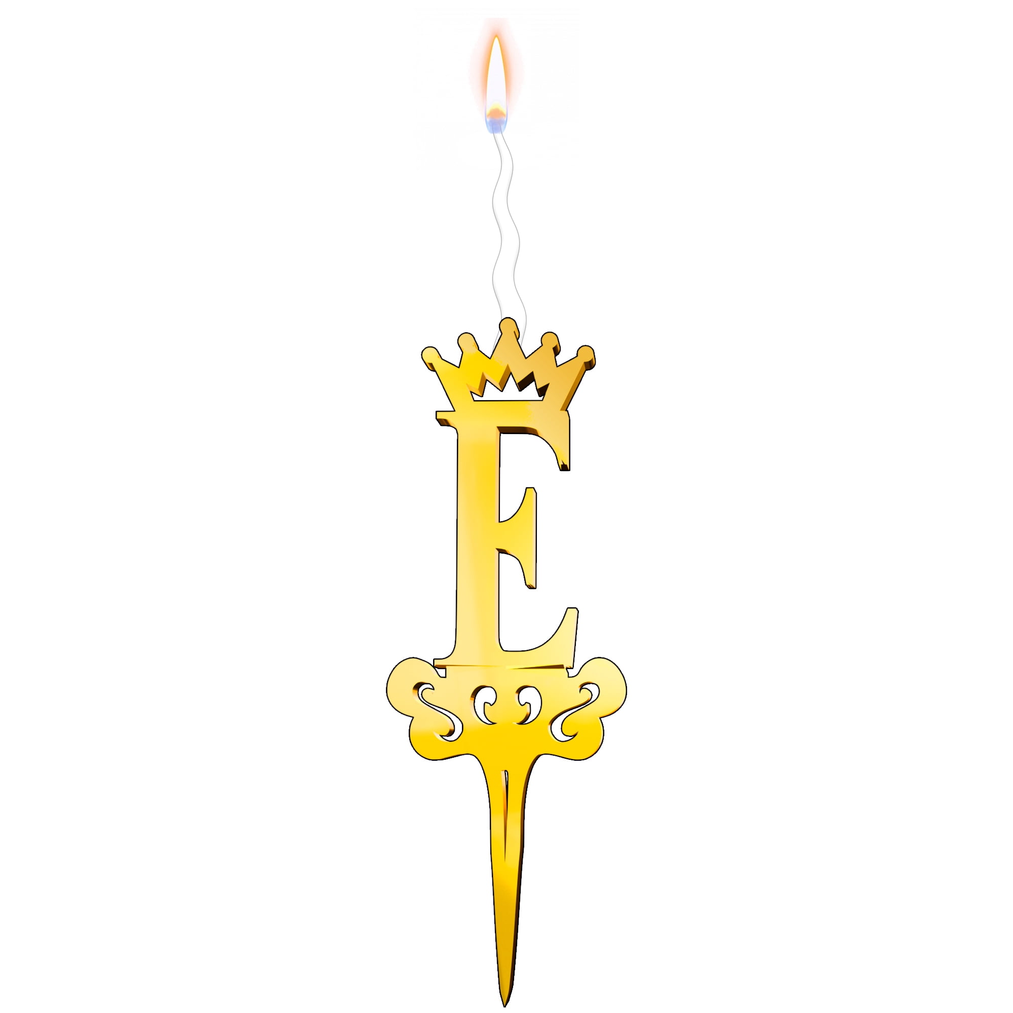 Gold Glitter Letter E - Luxury Cake Topper Candle for Birthdays ...