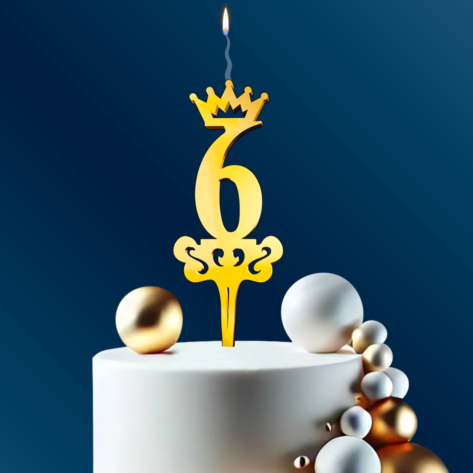 Decorative Acrylic Cake Topper Candle NUMBER '6' - Walmart.com