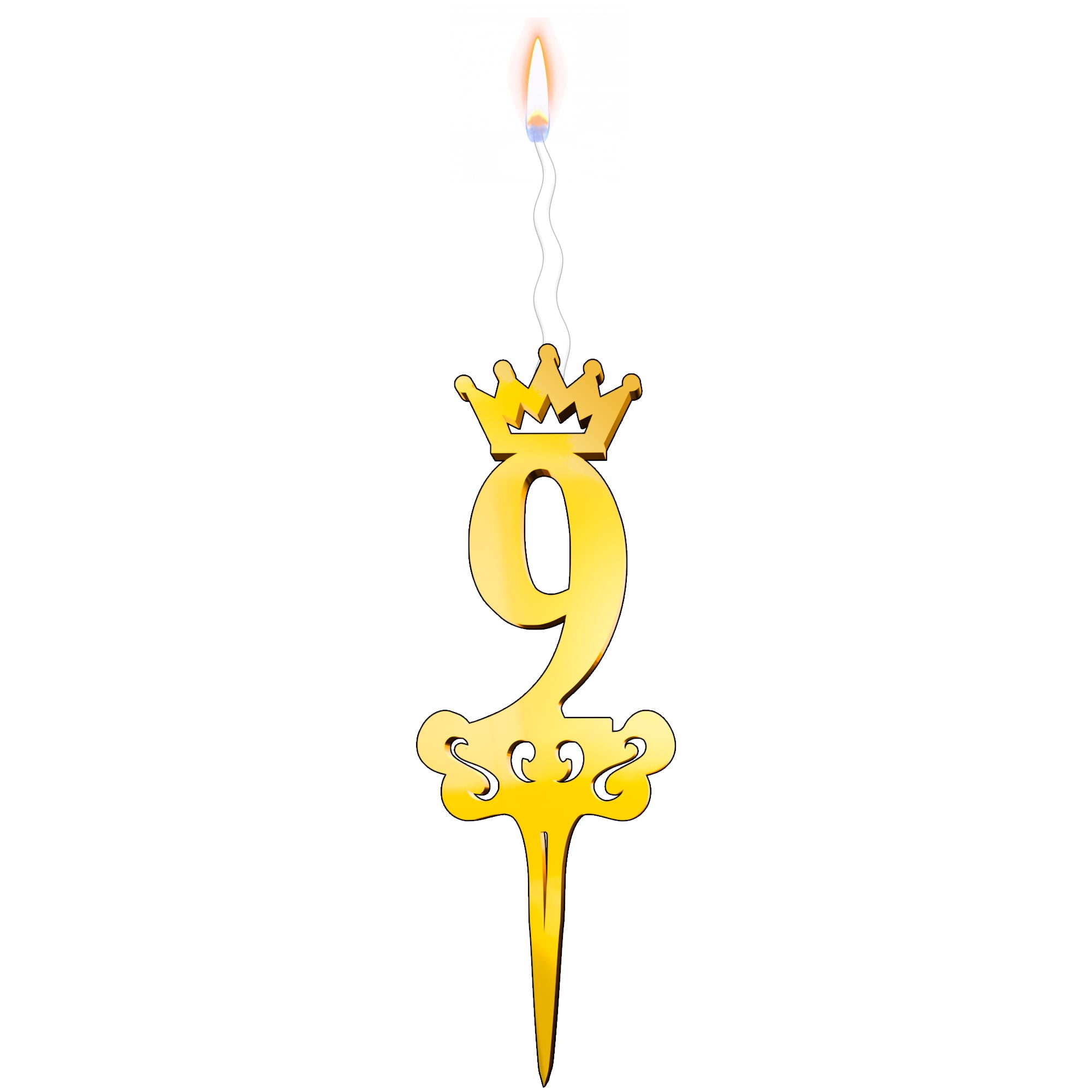 Gold Glitter Number 9 - Luxury Cake Topper Candle for Birthdays ...