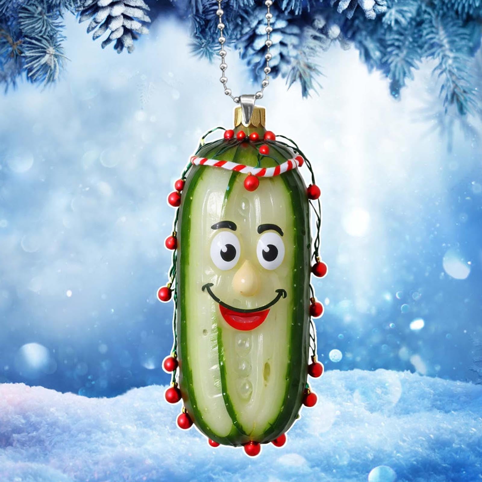 Decorative Acrylic Christmas Tree Pendant with Cute Cucumber Design ...