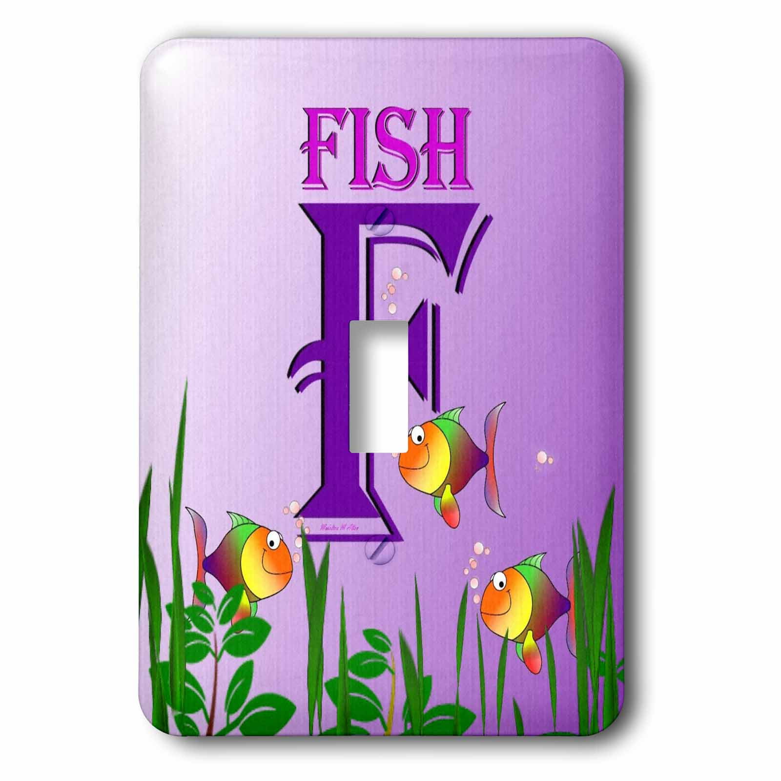 Decorative Animal Alphabet Art for children - F is for colorful Fish in ...
